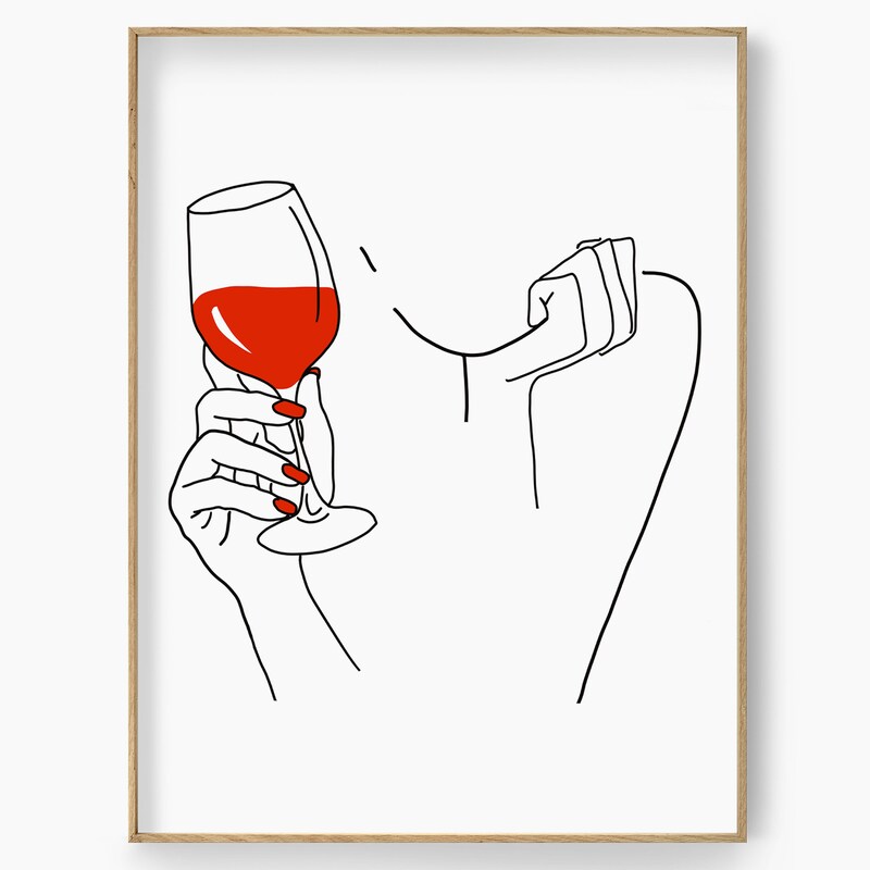 Wine Line Drawing - Etsy