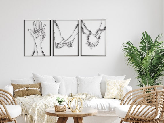 Ivy Hands Metal Wall Art Decor Bedroom Hand Decor Couple - Etsy