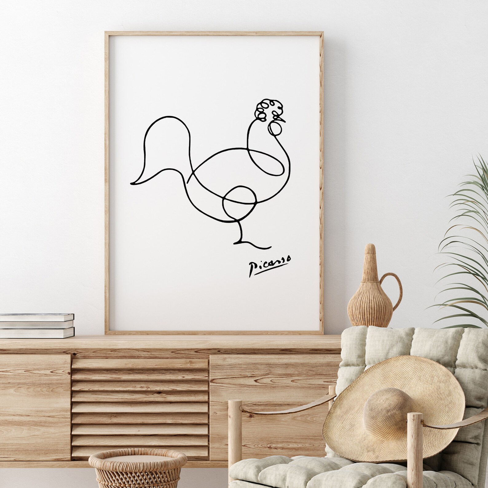 Pablo Picasso Rooster Line Art Print Picasso Chicken Line | Etsy