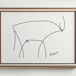 Picasso Bull Line Art Print: Minimalist Animal Sketch (digital Download ...