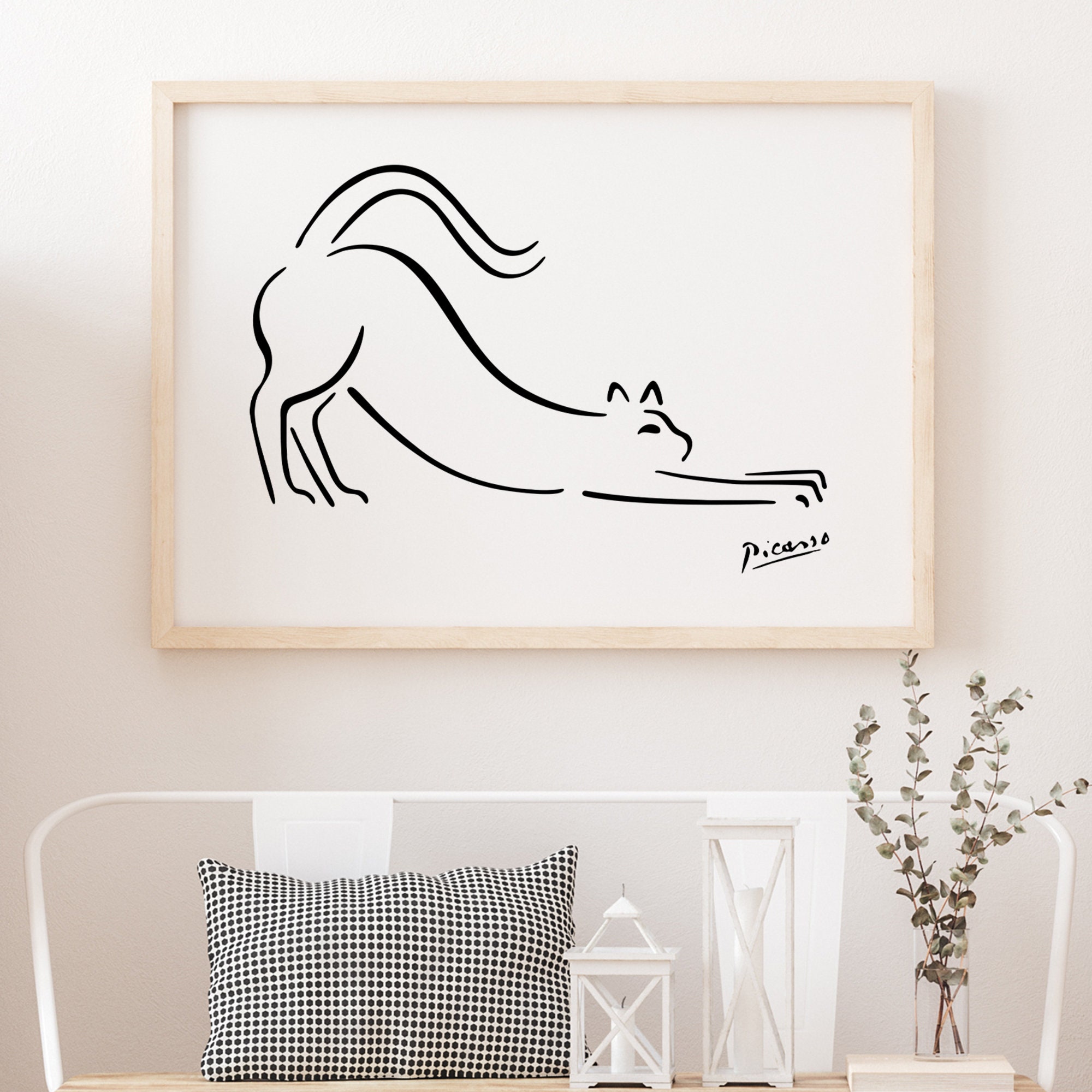 Picasso Cat Line Art Print Picasso Animal Wall Art - Etsy