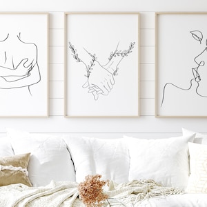 Couple Love Line Art Print Set Romantic Gallery Wall Art - Etsy