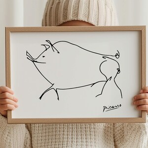 Picasso Pig Line Art Print: Minimalist Farmhouse Nursery Decor (digital ...