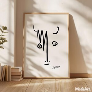 Picasso Bull Line Art Print, Pablo Picasso Animal Poster, Picasso ...