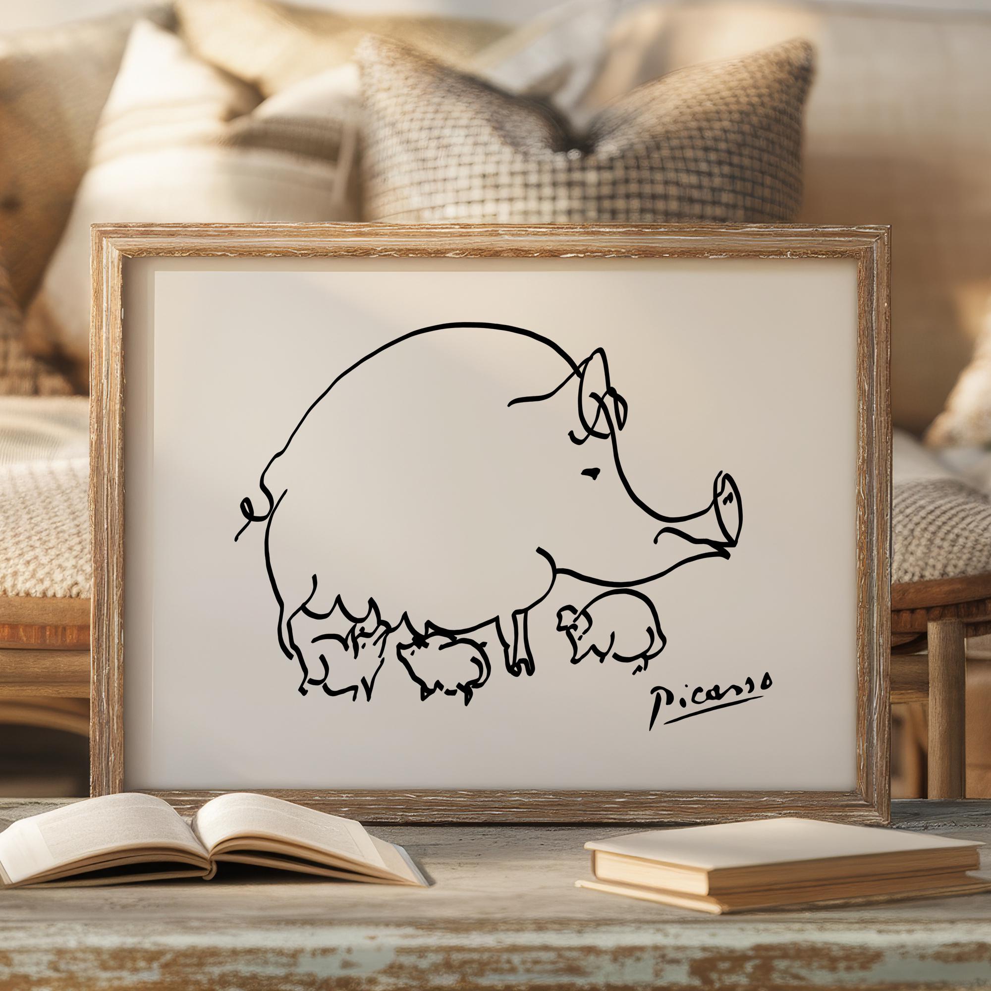Picasso Pig & Piglets Print: Minimalist Nursery Wall Art - Etsy