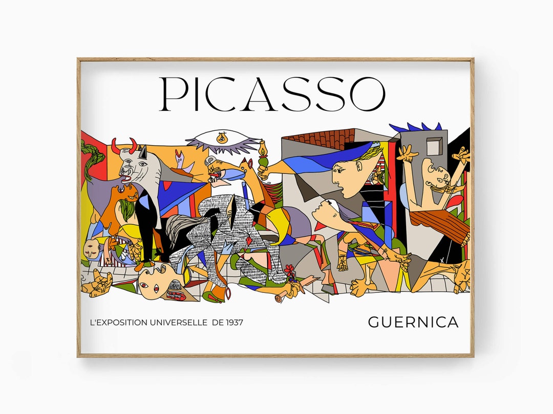 Colorful Picasso Guernica Print, Picasso Line Drawing, Modern Art Print ...