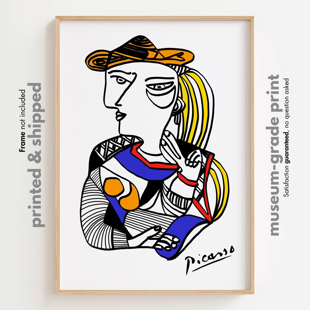 Picasso Abstract Woman Portrait Line Drawing Art Print Cubism Style ...