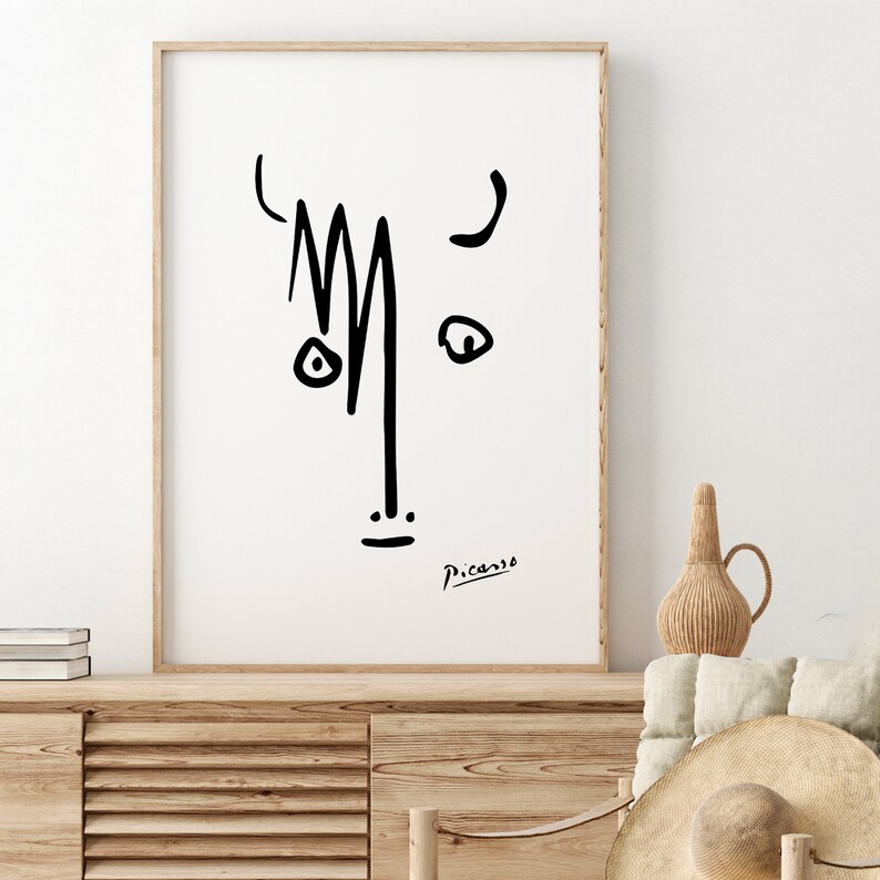 Picasso Bull Line Art Print Pablo Picasso Animal Poster | Etsy