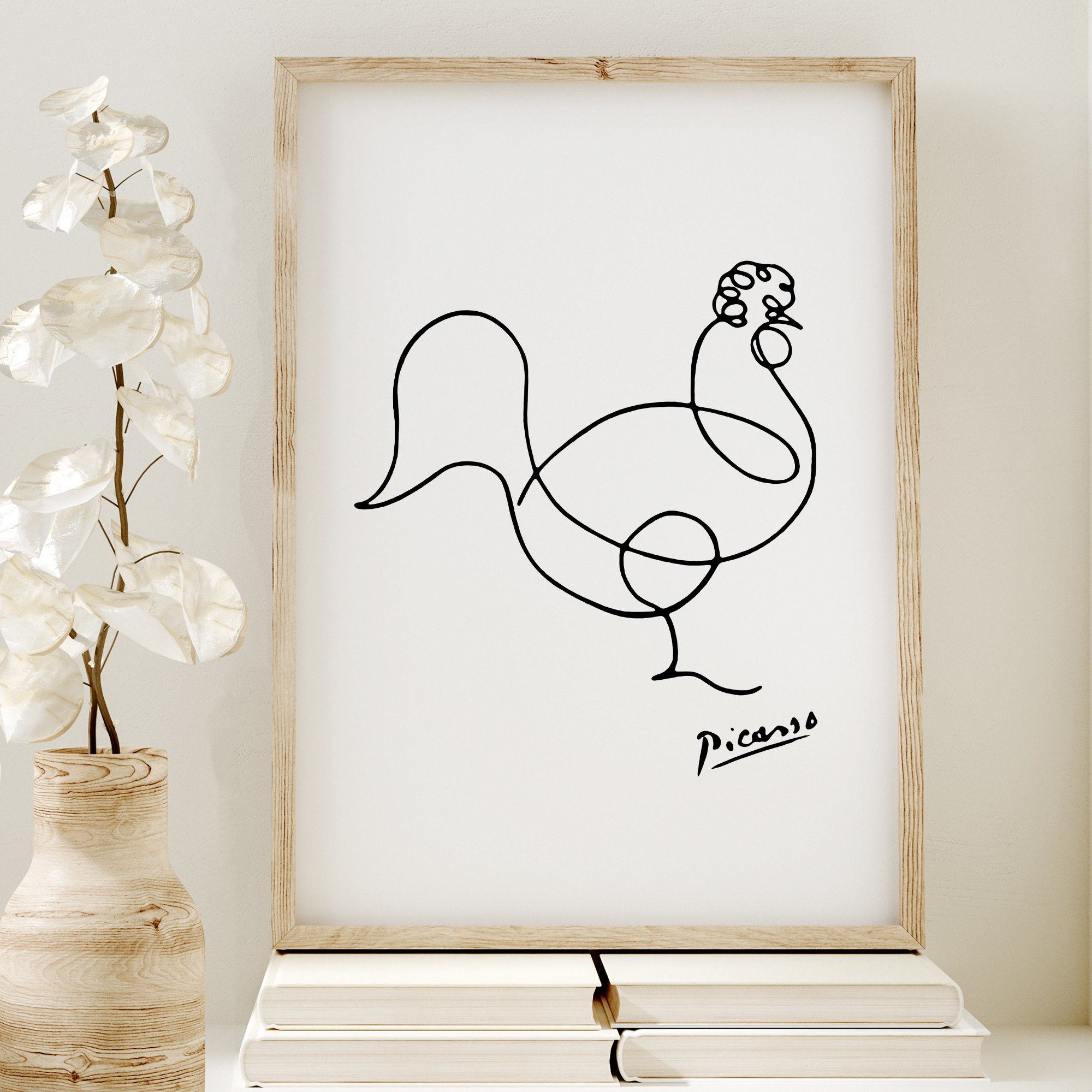 Pablo Picasso Rooster Line Art Print Picasso Chicken Line - Etsy
