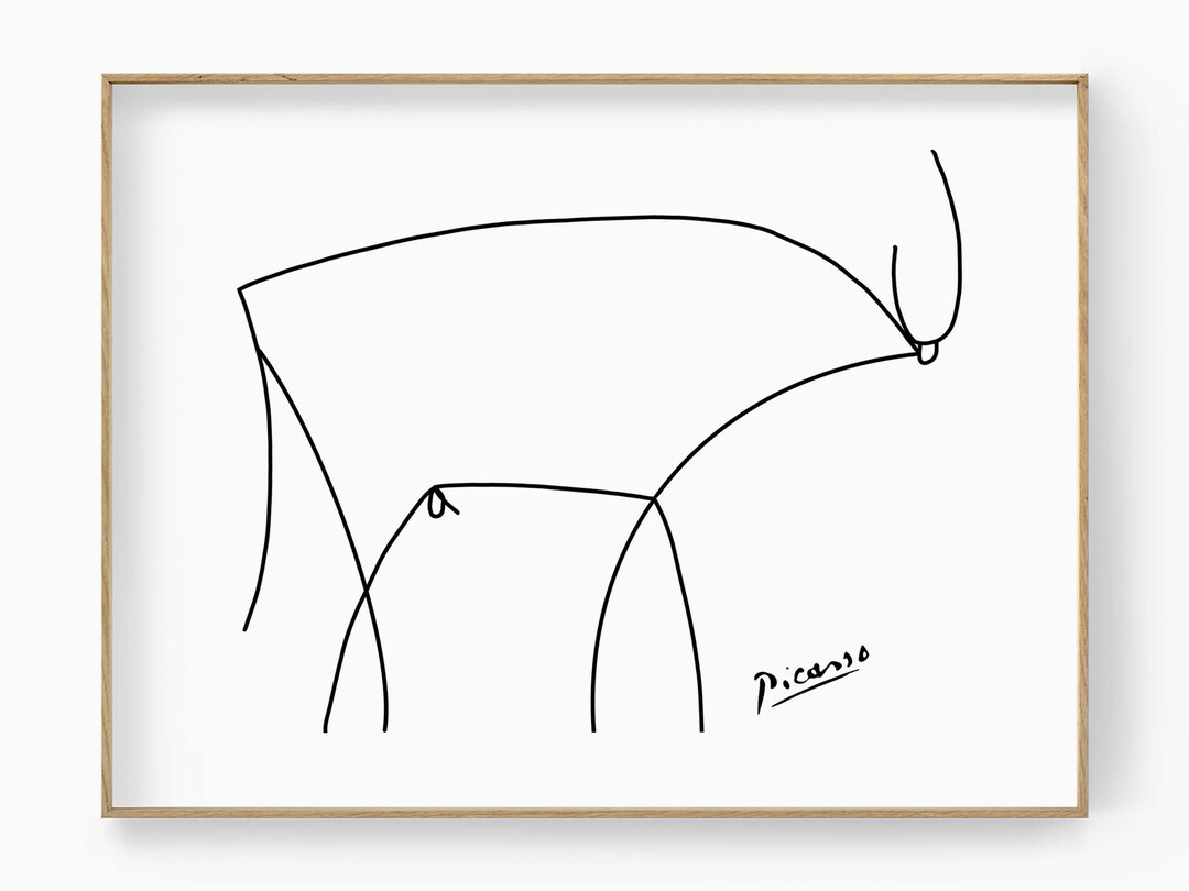 Pablo Picasso Bull Line Drawing Minimalist Animal Sketch Art - Etsy