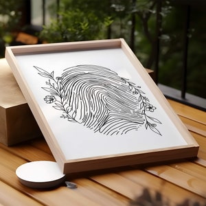 Floral Fingerprint Print, Monochrome Line Art, CSI Office Wall Art ...