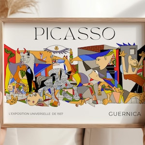 Pablo Picasso Guernica Poster, Colorful Picasso Art, One Line Drawing ...
