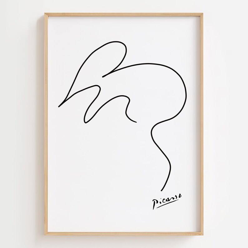 Picasso Mouse Line Art Print: Minimalist Nursery Wall Decor (digital ...