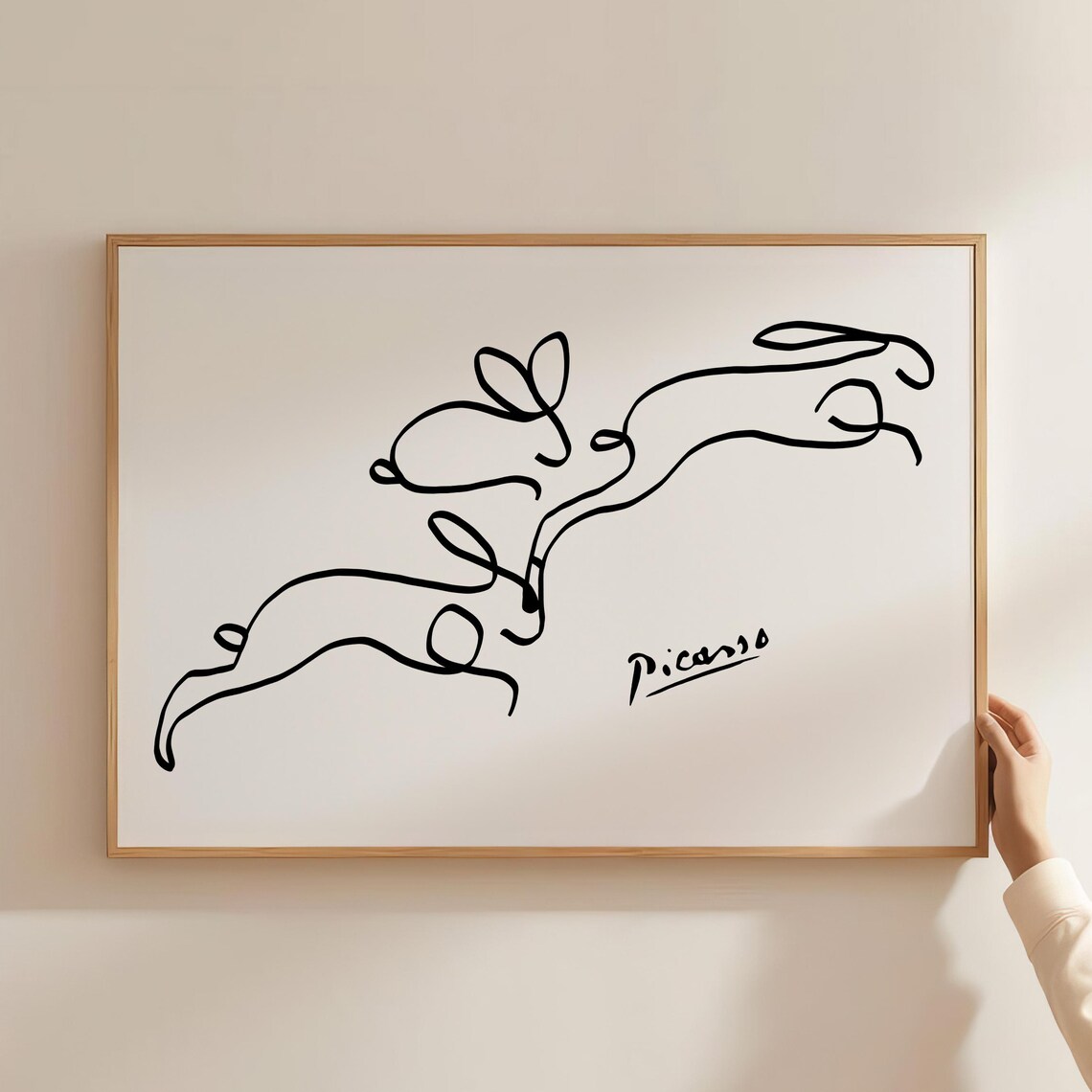 Picasso Rabbit Line Art Print: Minimalist Nursery Sketch (digital ...