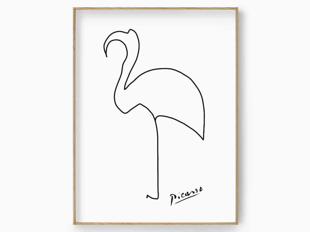 Picasso Flamingo Art Print, Flamingo Line Drawing, Minimalist Flamingo ...