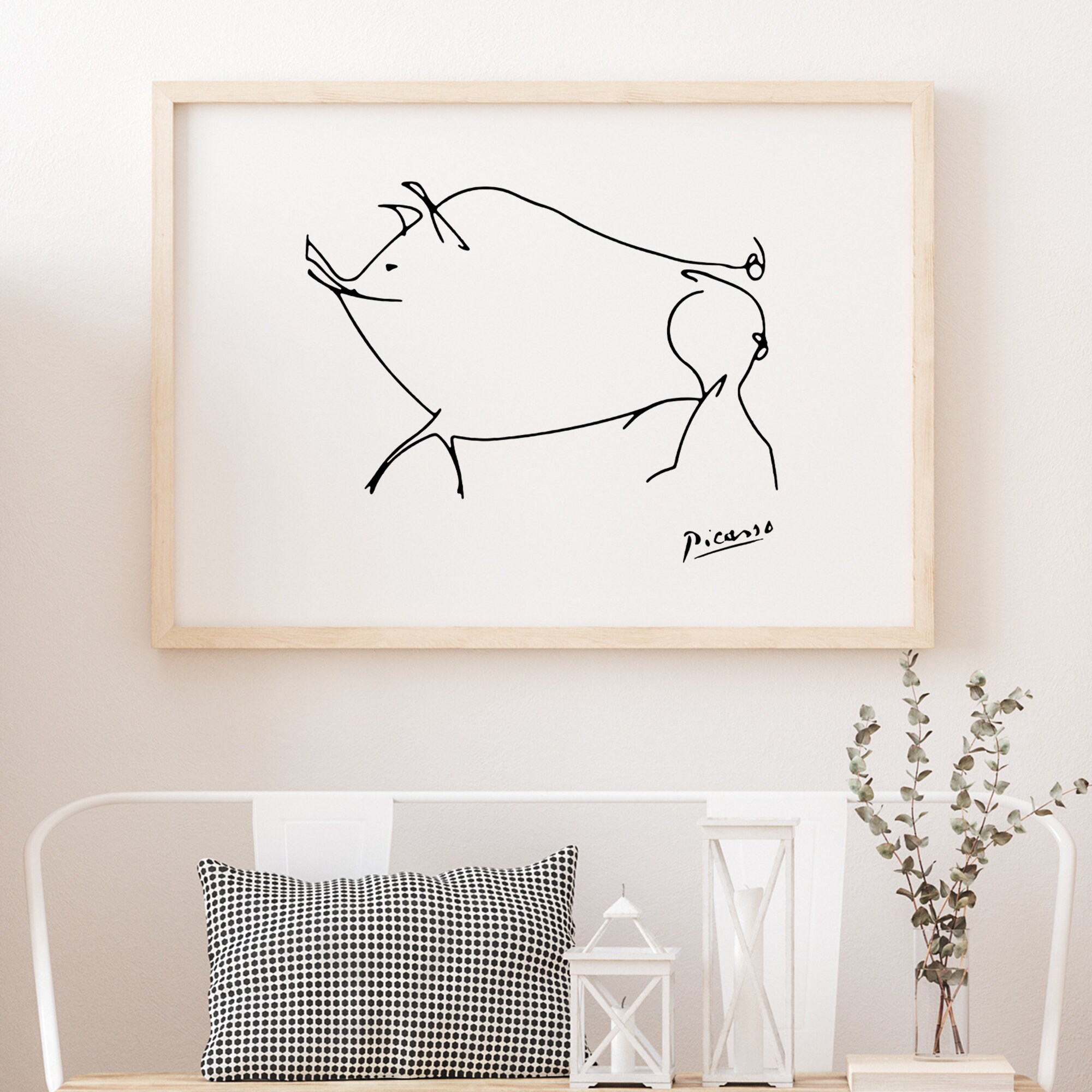 Picasso Pig Line Art Print Pig Line Drawing Picasso Animal - Etsy