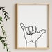 Shaka Hand Line Drawing Shaka Sign Art Print Hand Line Art - Etsy