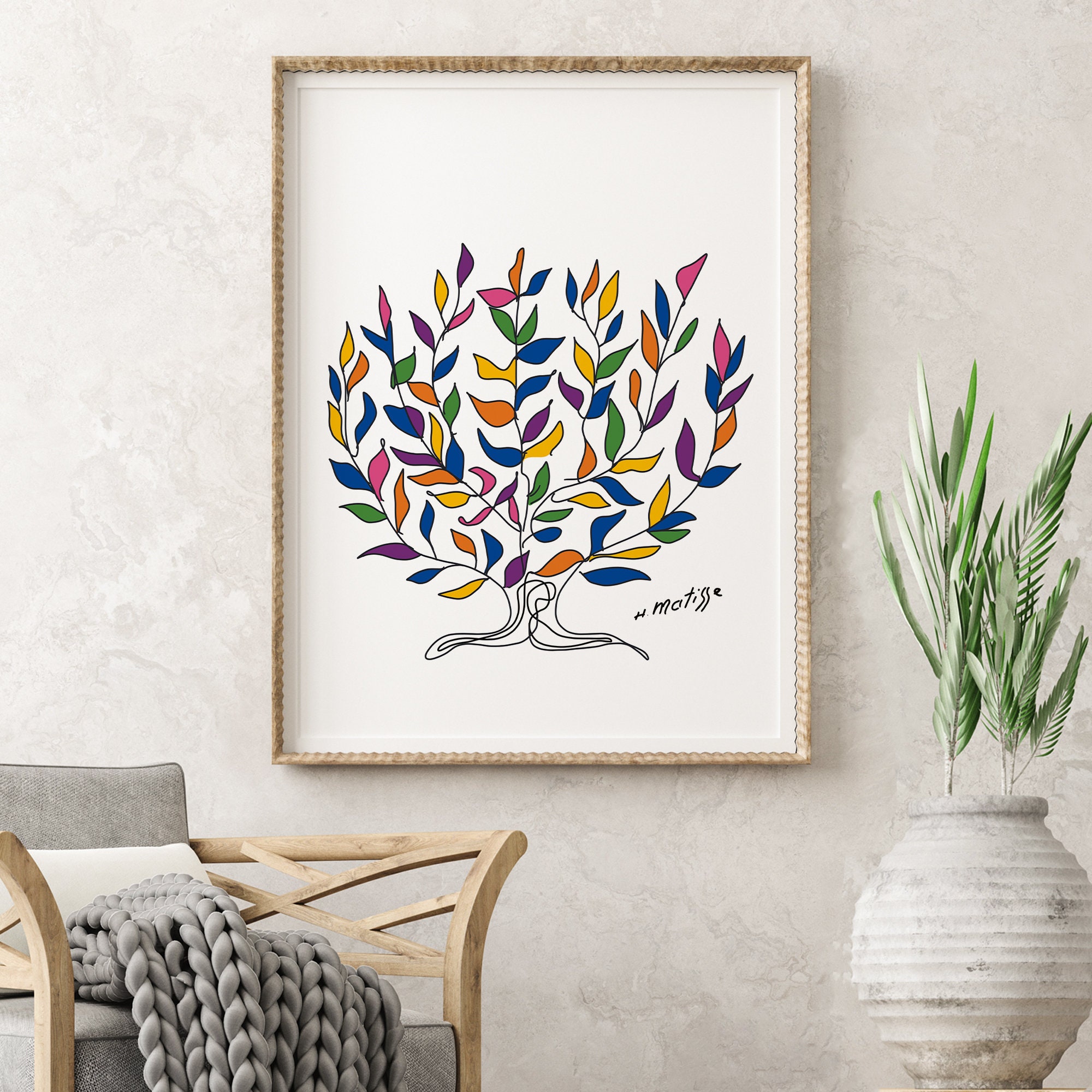 Matisse Tree Line Art Colorful Matisse Tree Poster Henri | Etsy