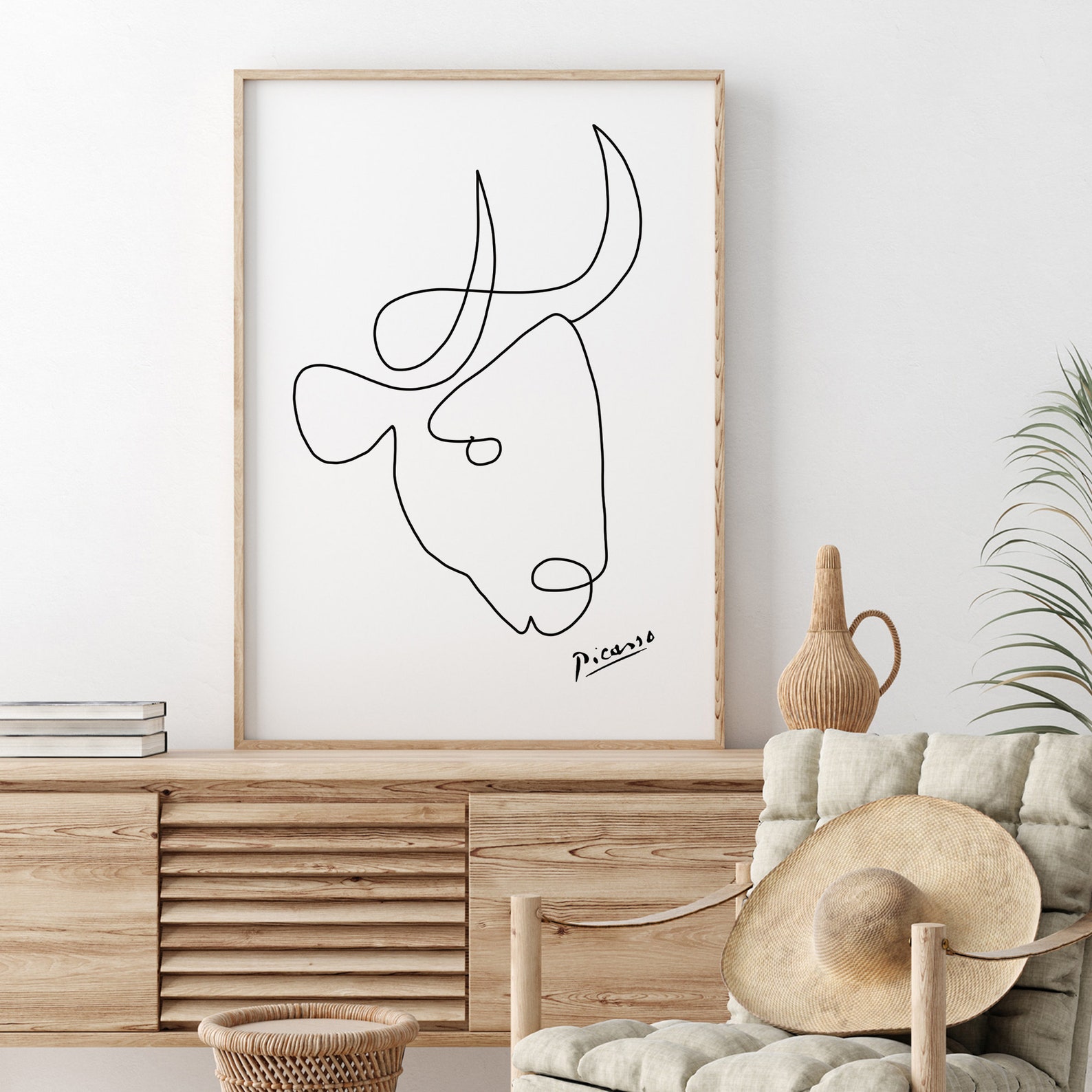Picasso Bull Head Drawing Picasso Bull Line Art Print | Etsy