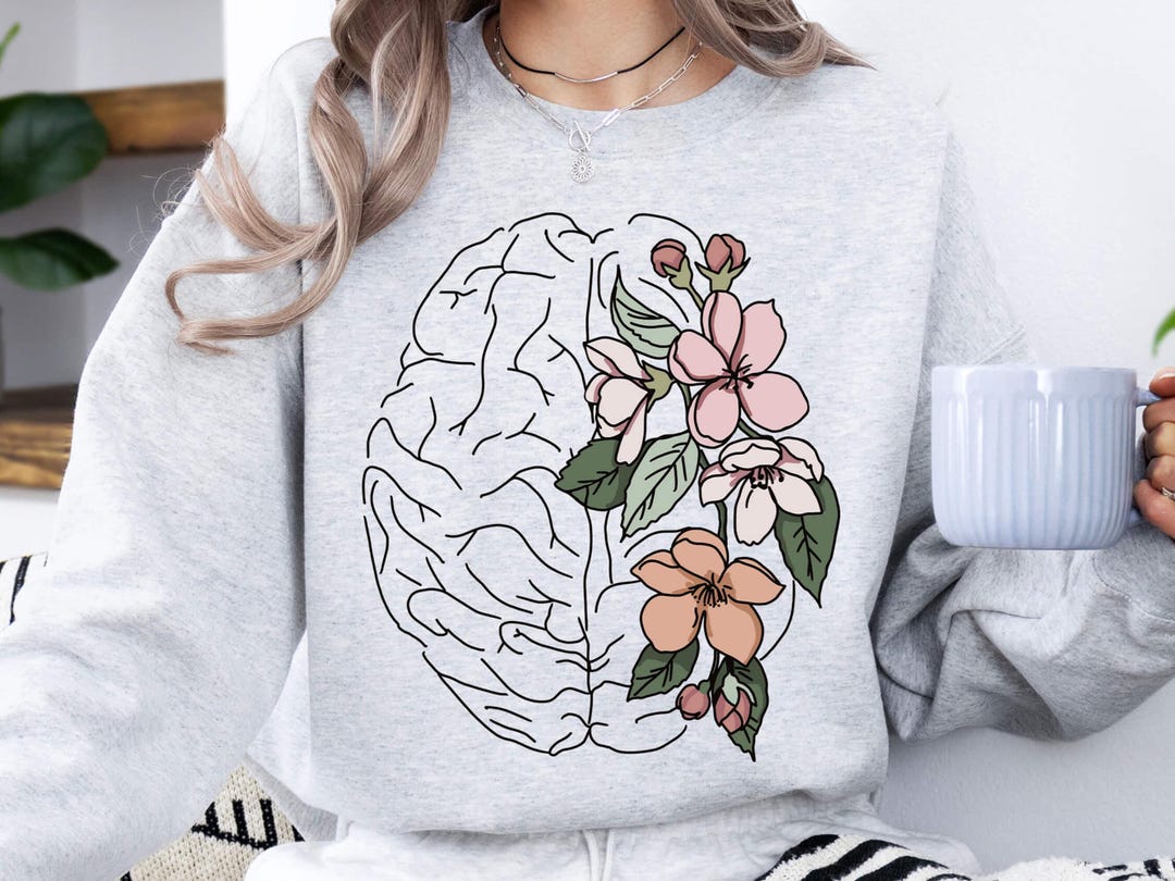 Flower Brain Anatomy Hoodie, Mental Health Awareness, Gift for ...