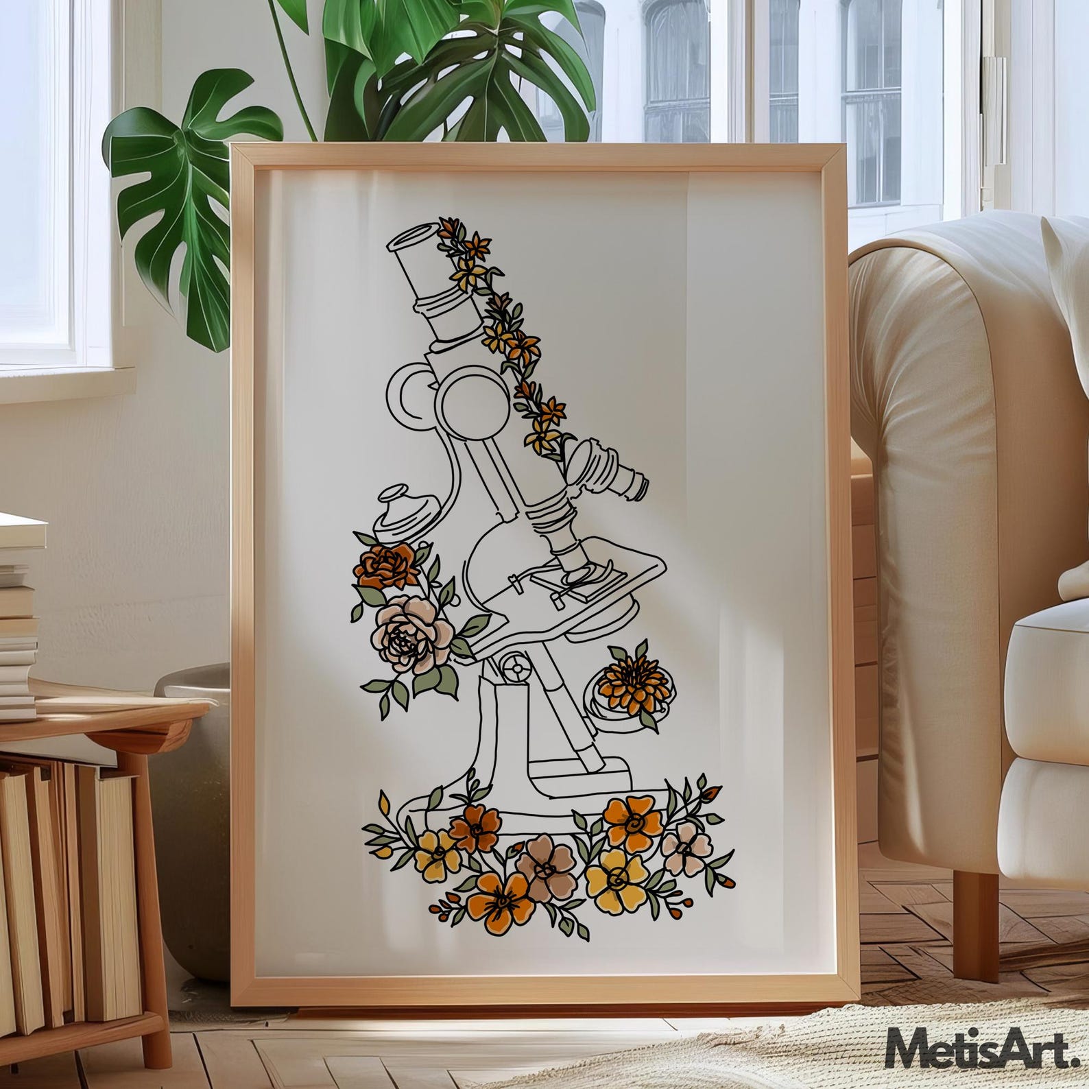 Floral Microscope Art Print - Science Lab & Biology Wall Decor - Etsy