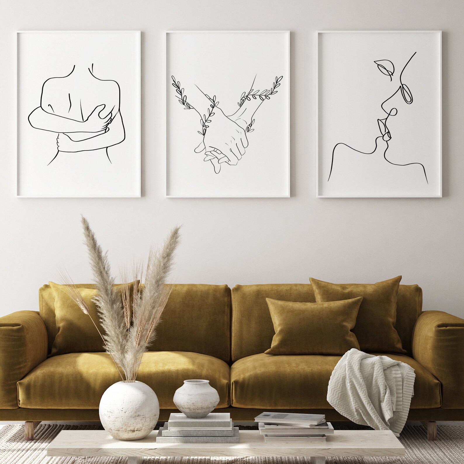 Couple Love Line Art Print Set Romantic Gallery Wall Art | Etsy