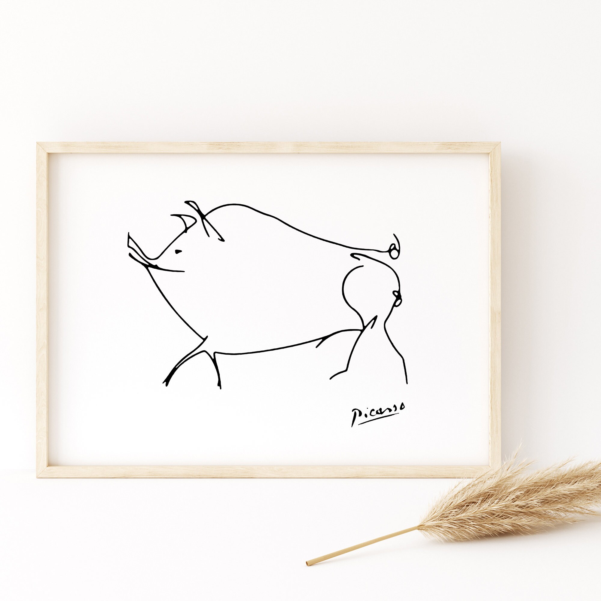 Picasso Pig Line Art Print Pig Line Drawing Picasso Animal | Etsy