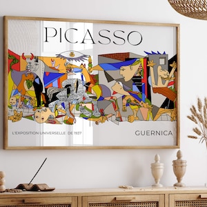 Pablo Picasso Guernica Poster, Colorful Picasso Art, One Line Drawing ...