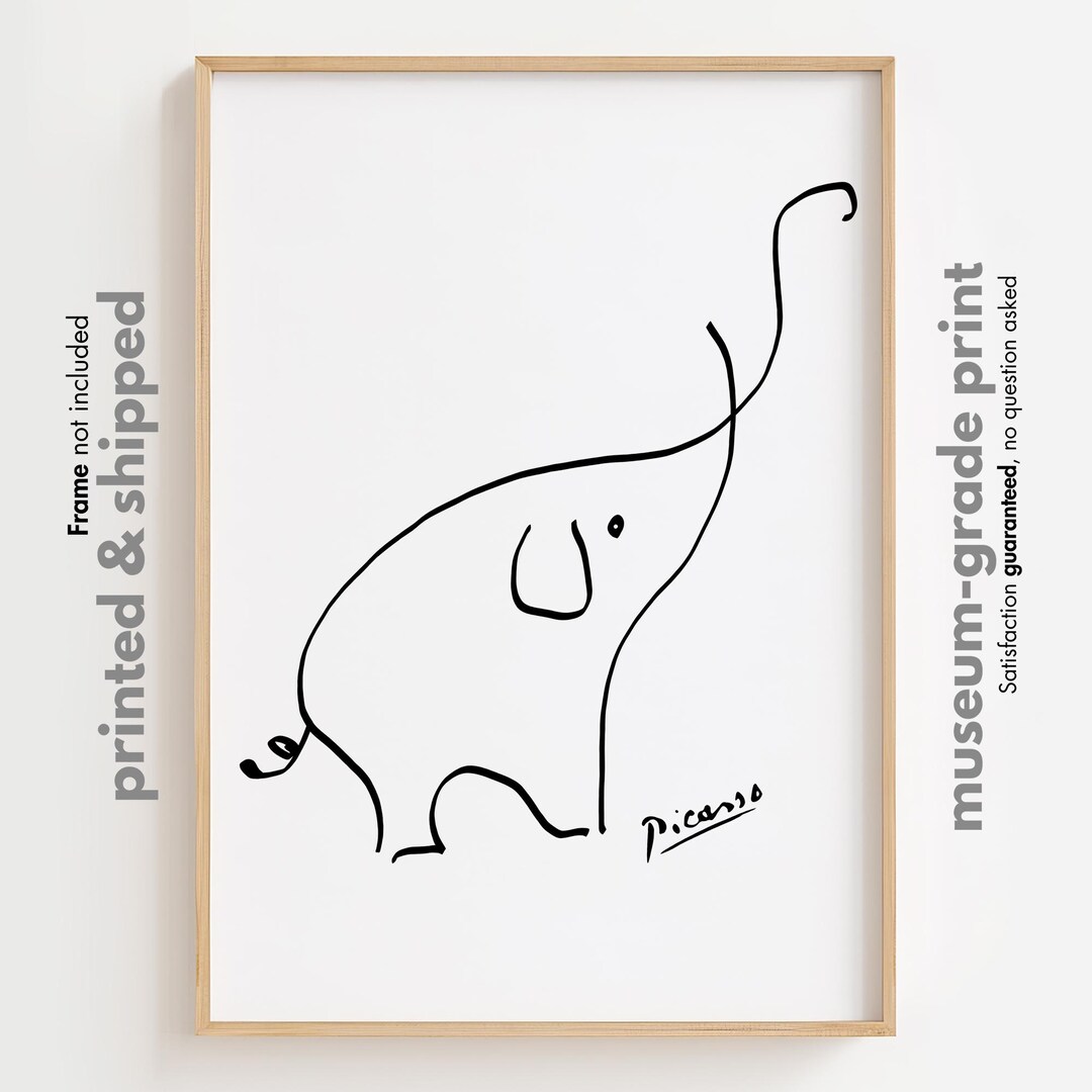 Picasso Elephant Print: Minimalist Animal Line Art, Nursery Decor - Etsy