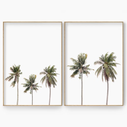 Palm Tree Print Tropical Wall Art Blush Pink Poster Hawaii Etsy