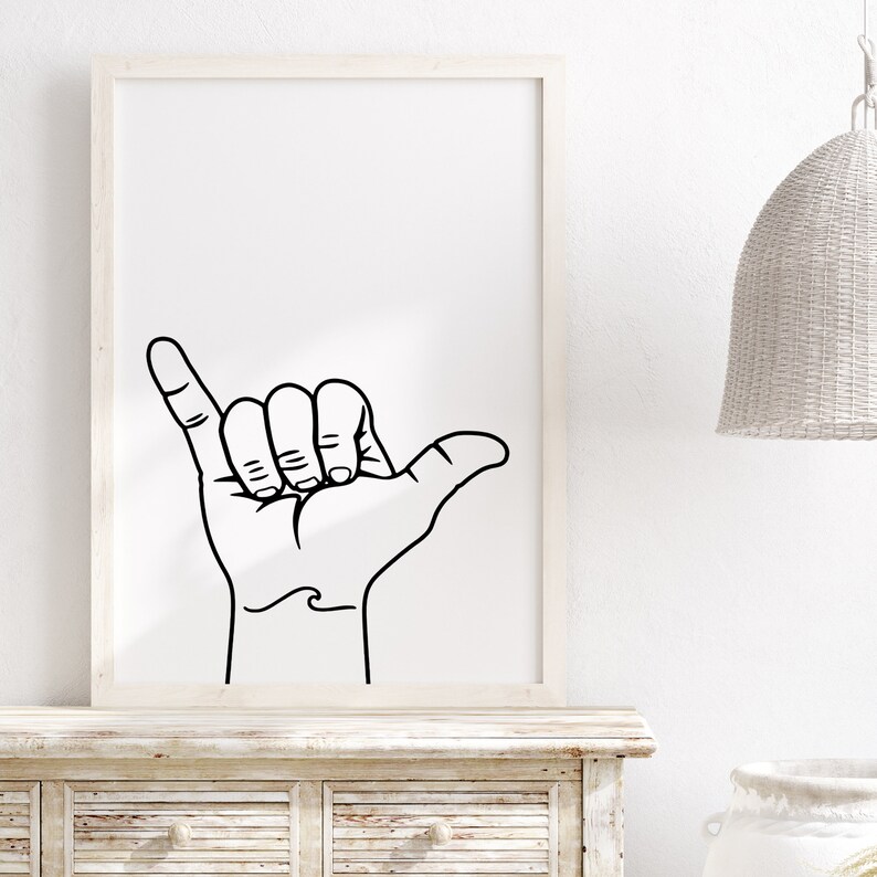Shaka Hand Printable Wall Art Hang Loose Hand Gesture Mahalo - Etsy