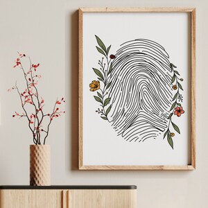 Flower Fingerprint Poster, DNA Fingerprint Art, CSI Office Wall Art ...