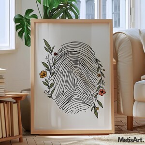 Flower Fingerprint Poster, DNA Fingerprint Art, CSI Office Wall Art ...
