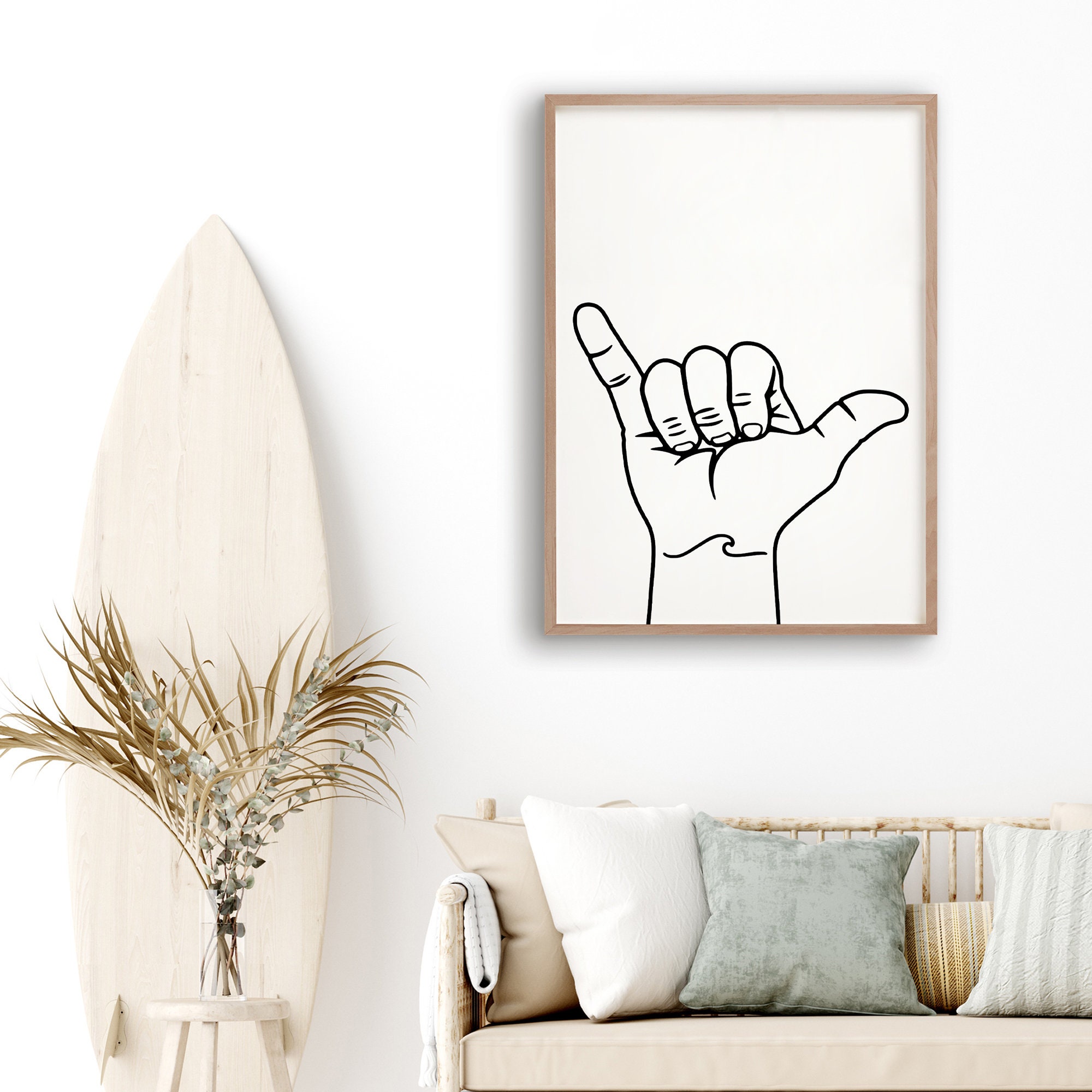 Shaka Hand Printable Wall Art Hang Loose Hand Gesture Mahalo - Etsy