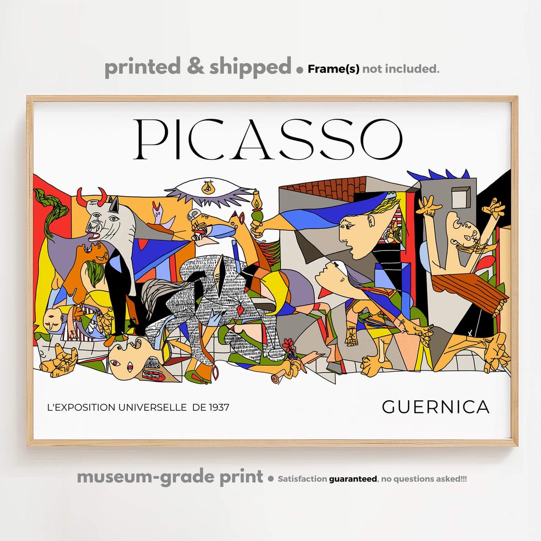 Pablo Picasso Guernica Poster, Colorful Picasso Art, One Line Drawing ...
