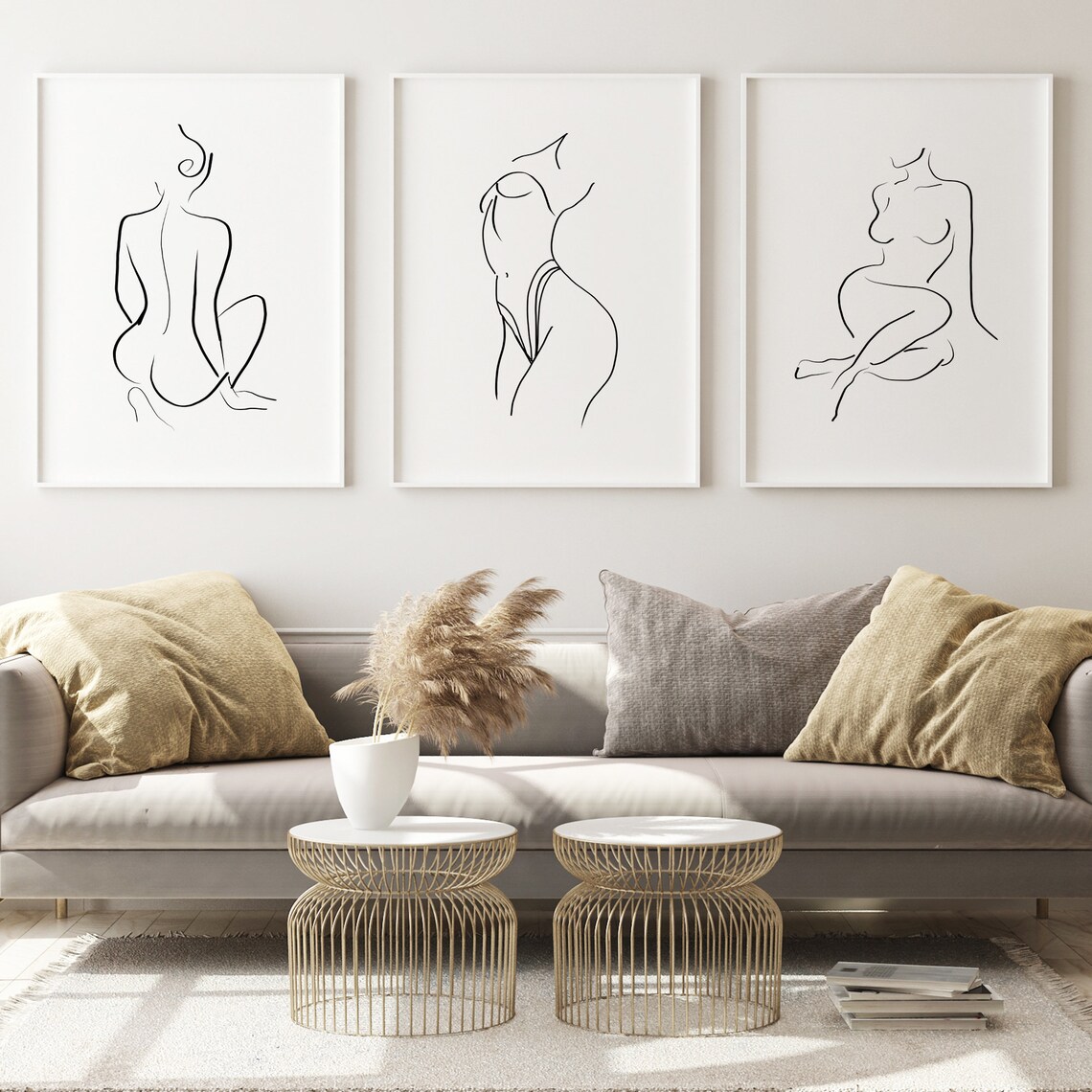 Woman Line Art Print Female Figure Line Art Set Naked Woman | Etsy