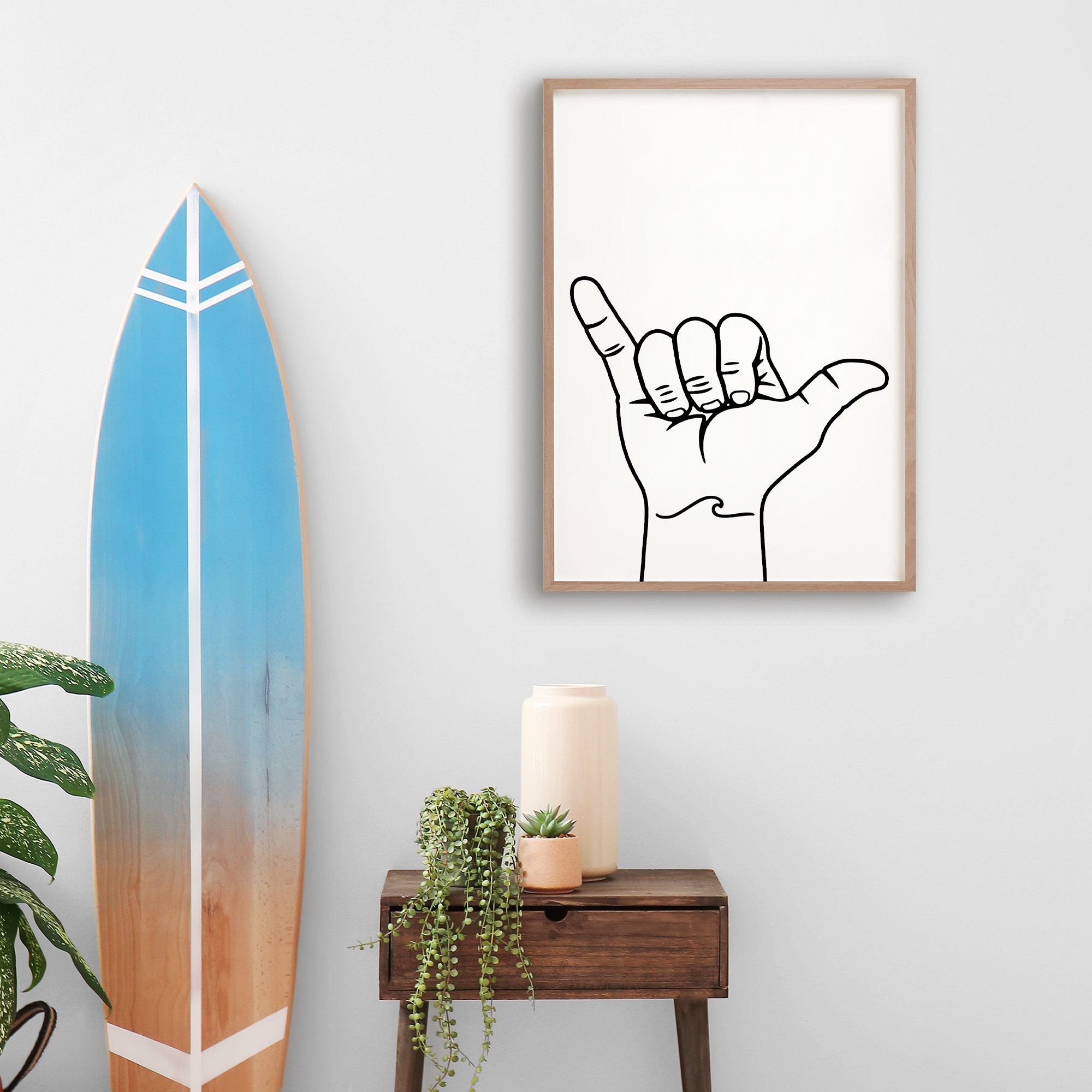 Shaka Hand Printable Wall Art Hang Loose Hand Gesture Mahalo - Etsy UK