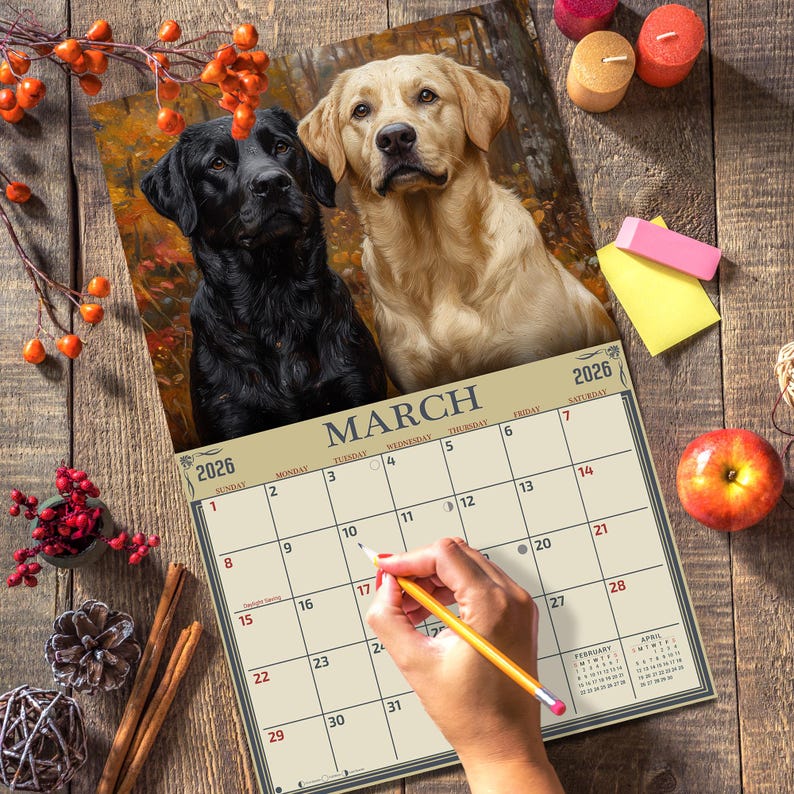 2026 Labradors Illustrated Wall Calendar 16-month X-large Size 14x22 ...