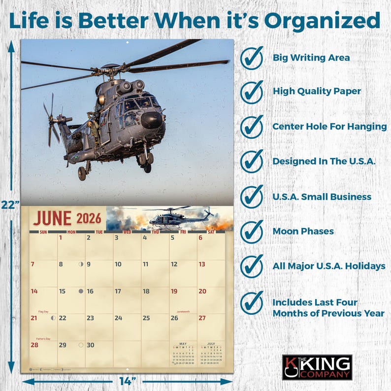 2026 Military Helicopters Wall Calendar 16-month X-large Size 14x22 ...