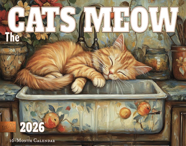 2026 Cats Meow Illustrated Wall Calendar 16-month X-large Size 14x22 ...
