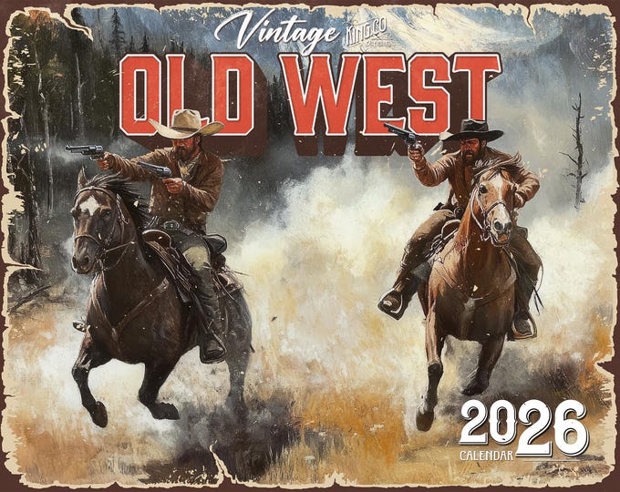2026 Vintage Old West Wall Calendar 16-month X-large Size 14x22, Retro ...