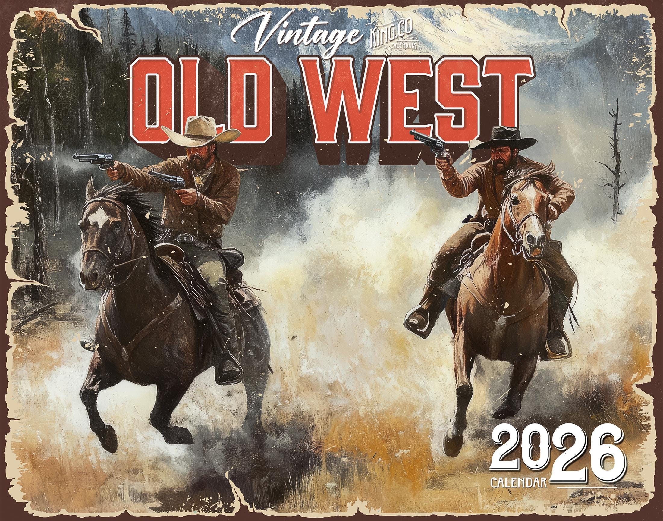 2026 Vintage Old West Wall Calendar 16-month X-large Size 14x22, Retro ...