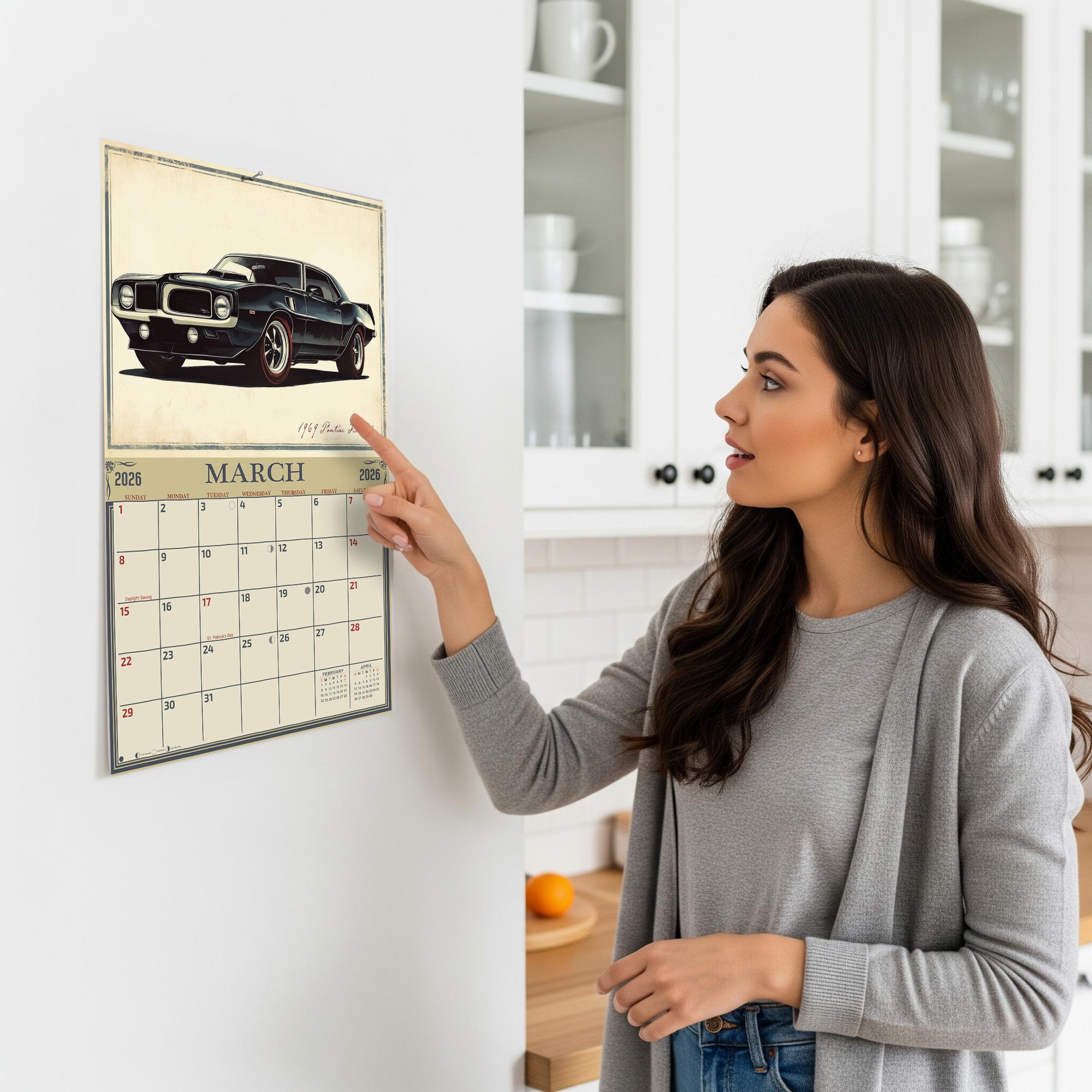 2026 Muscle Cars Wall Calendar 16-month X-large Size 14x22, Illustrated ...