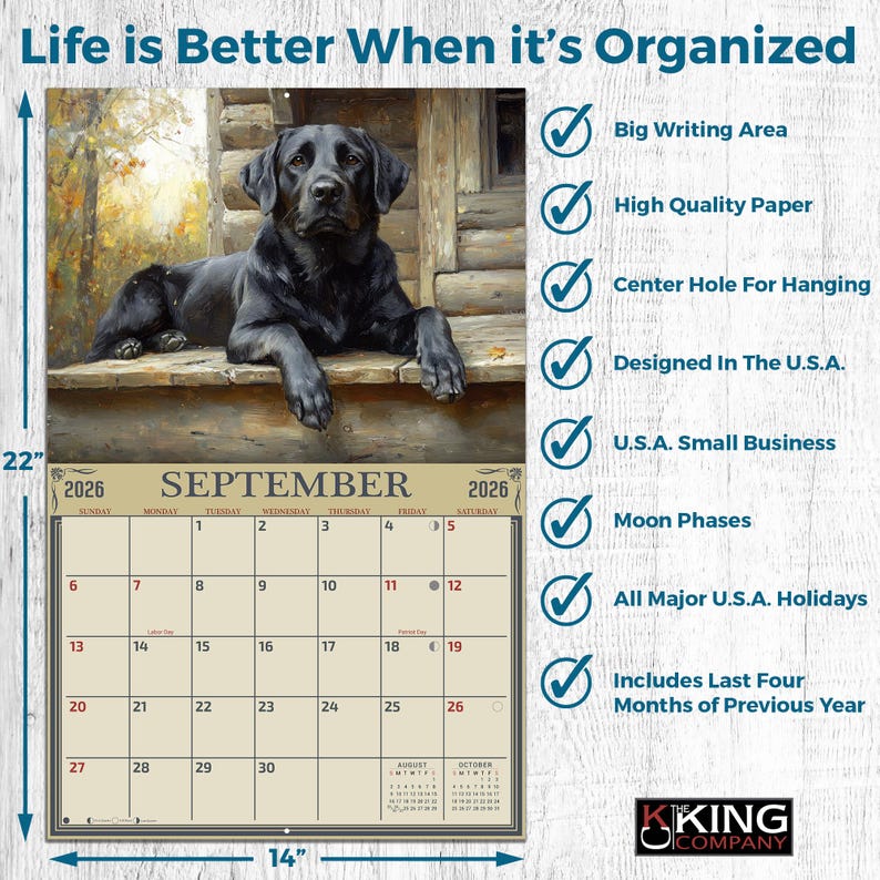 2026 Labradors Illustrated Wall Calendar 16-month X-large Size 14x22 ...