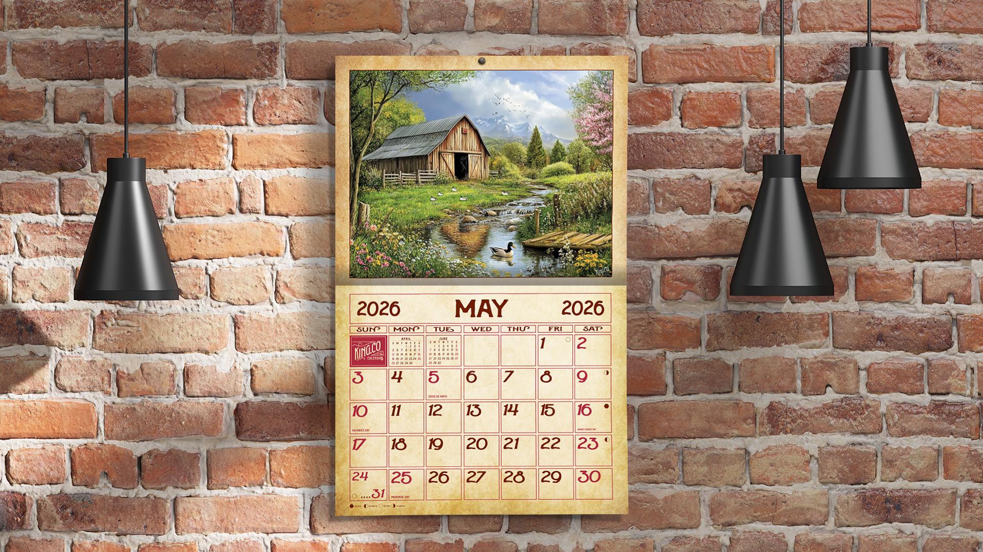 2026 Vintage Old Barns Wall Calendar 16-month X-large Size 14x22, Retro ...