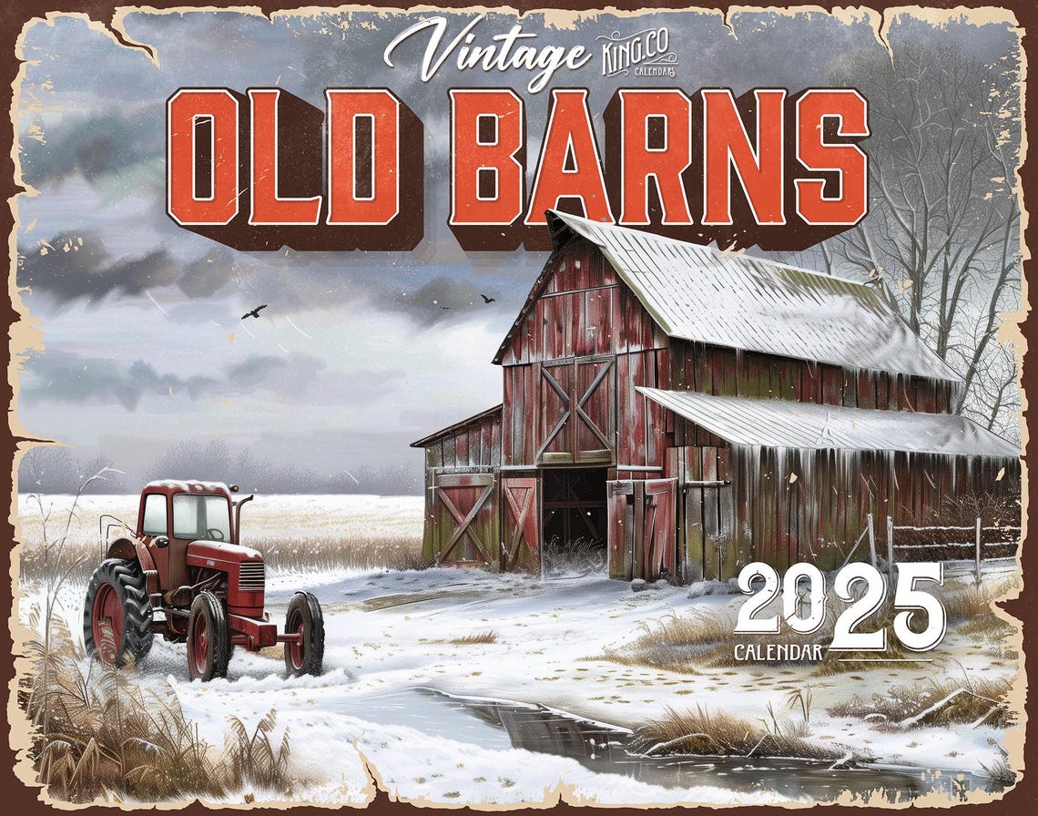2025 Vintage Old Barns Wall Calendar 16-month X-large Size 14x22, Best ...