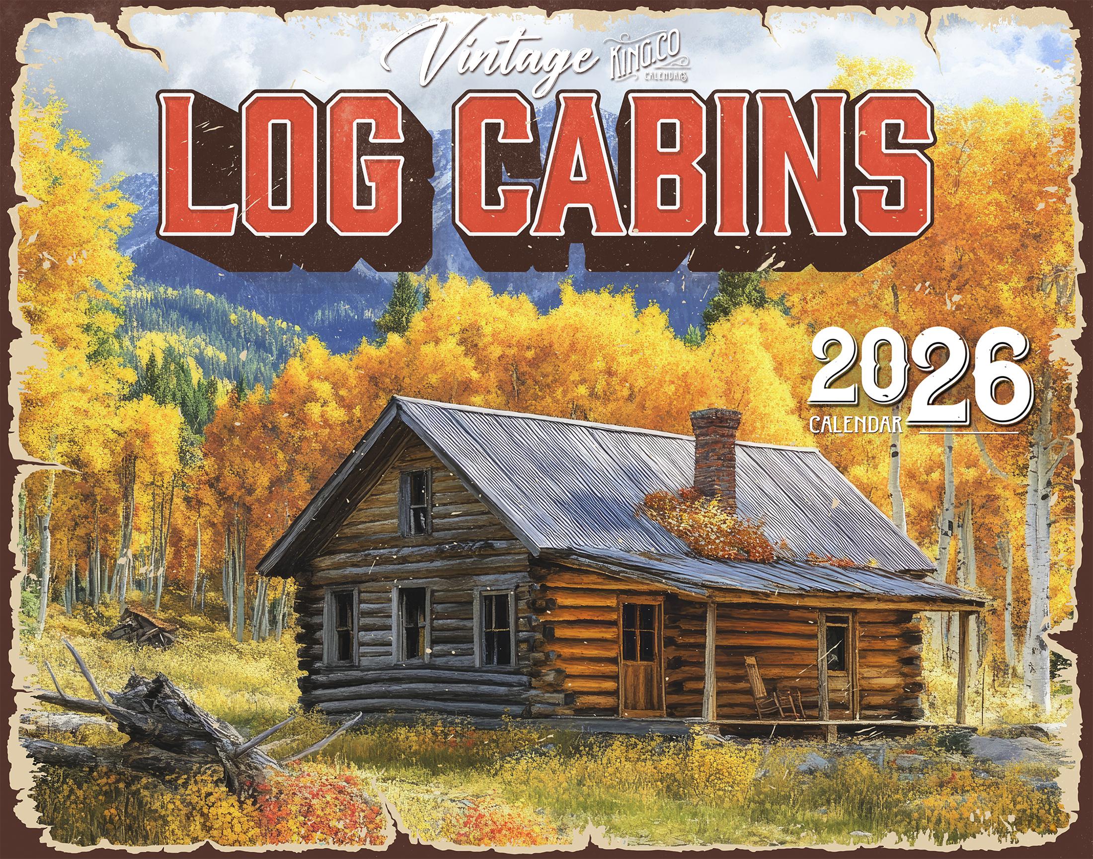2026 Vintage Log Cabin Wall Calendar 16-month X-large Size 14x22, Retro ...