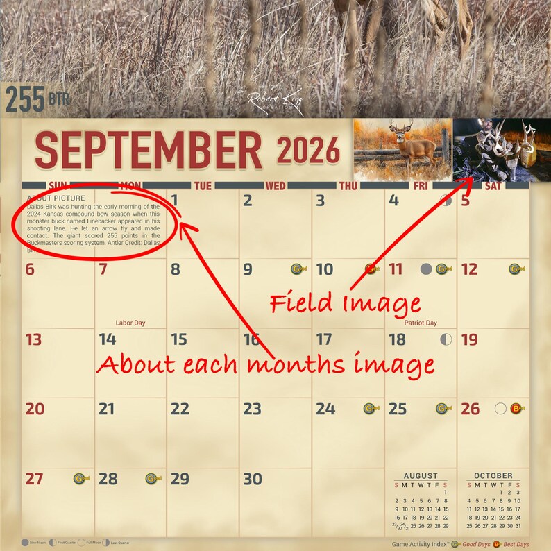 2026 Monster Whitetail Deer Wall Calendar 16-month X-large Size 14x22 ...