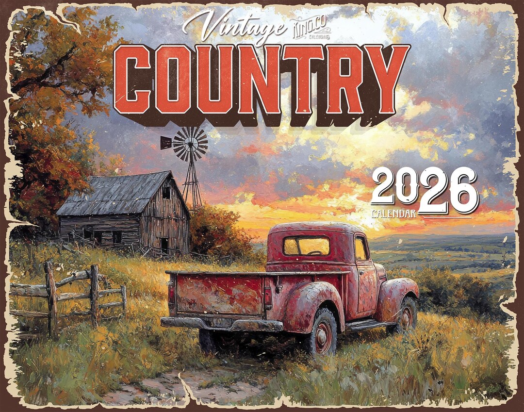 2026 Vintage Country Wall Calendar 16-month X-large Size 14x22, Retro ...