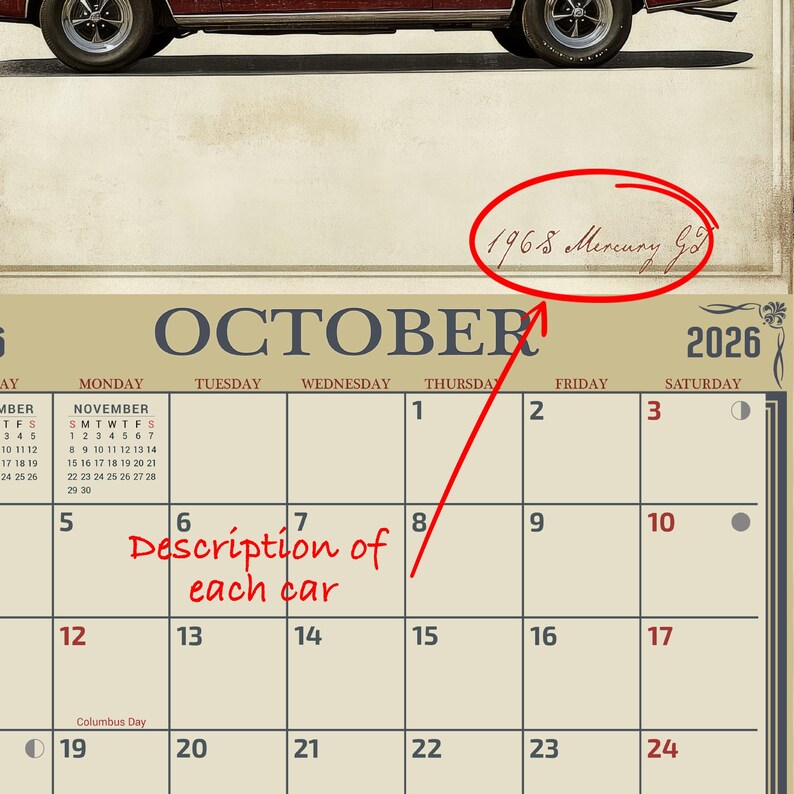 2026 Muscle Cars Wall Calendar 16-month X-large Size 14x22, Illustrated ...